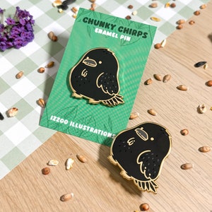 Raven Crow Corvid Bird Gold Plated Enamel Pin, Raven Hard Enamel Pin ...