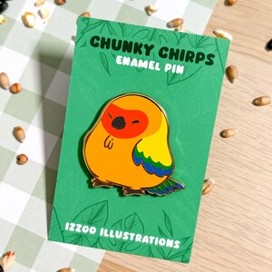 Sun Conure Parrot Enamel Pin, Cute Kawaii 1.5 Inch Enamel Pin, Chubby ...