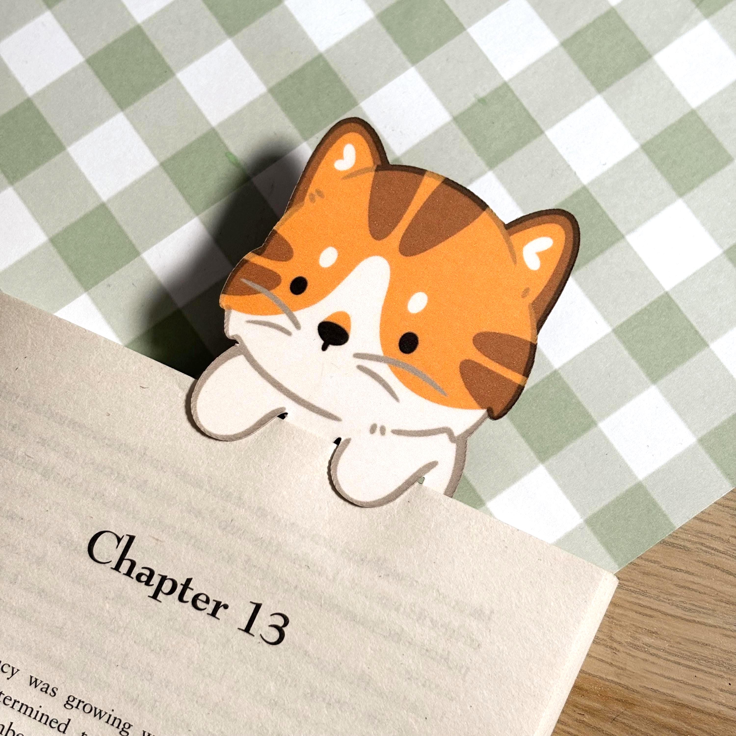 Ginger Cat Peeking Bookmark, Cute Book Accessory, Cottage Core Bookmark ...