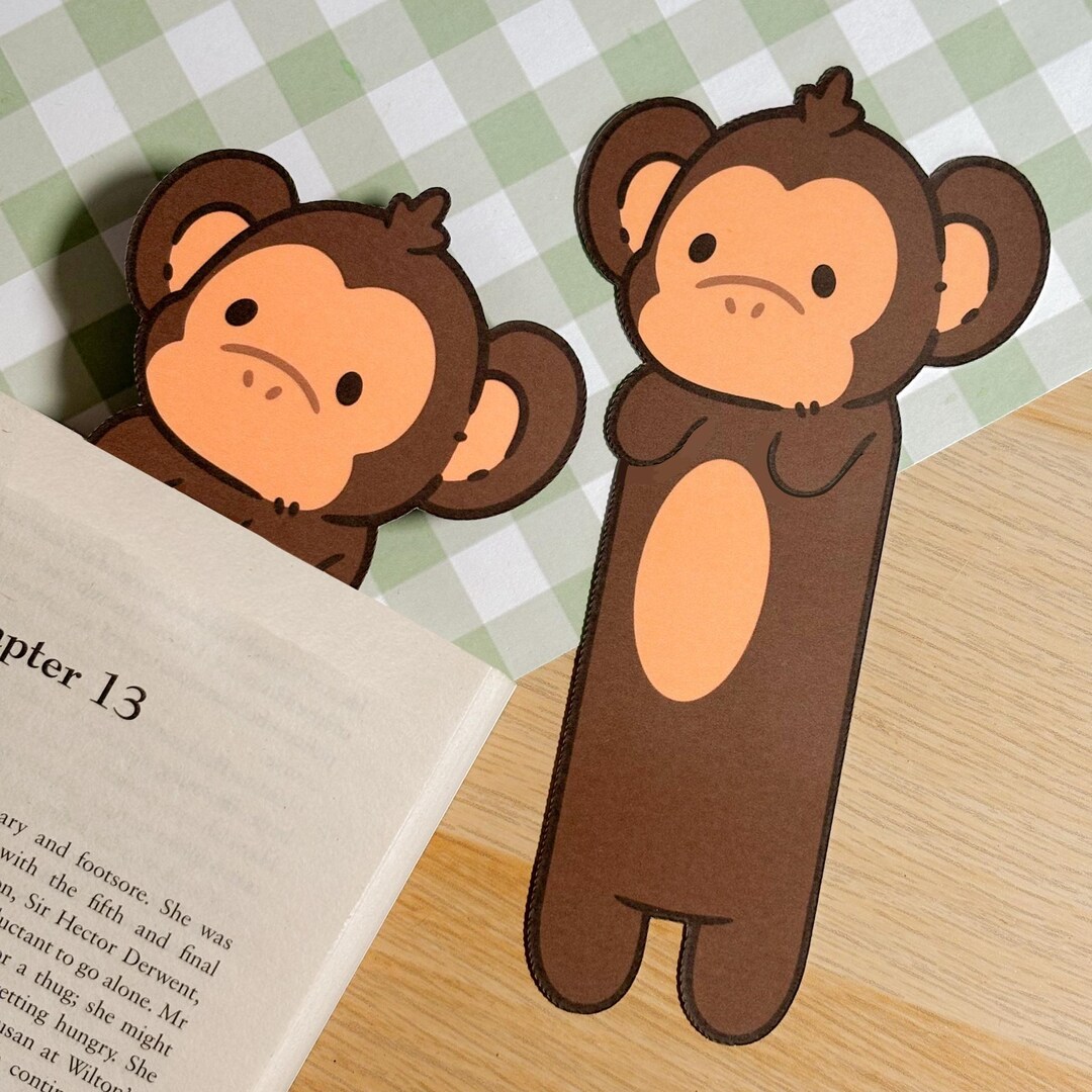 Monkey Bookmark, Cute Animal Page Marker, Handmade Book Lover Gift ...