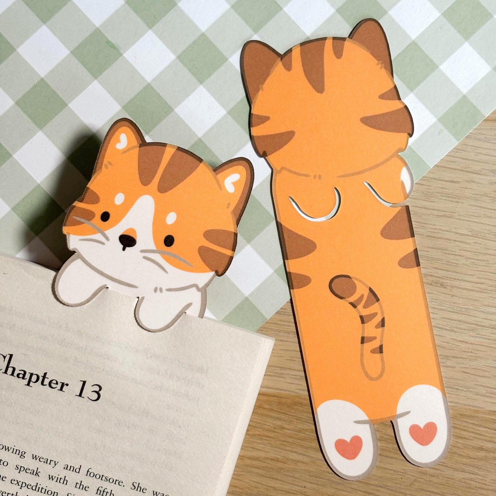 Ginger Cat Peeking Bookmark, Cute Book Accessory, Cottage Core Bookmark ...