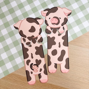 Cute Pig Peeking Bookmark, Cute Book Accessory, Cottage Core Bookmark ...