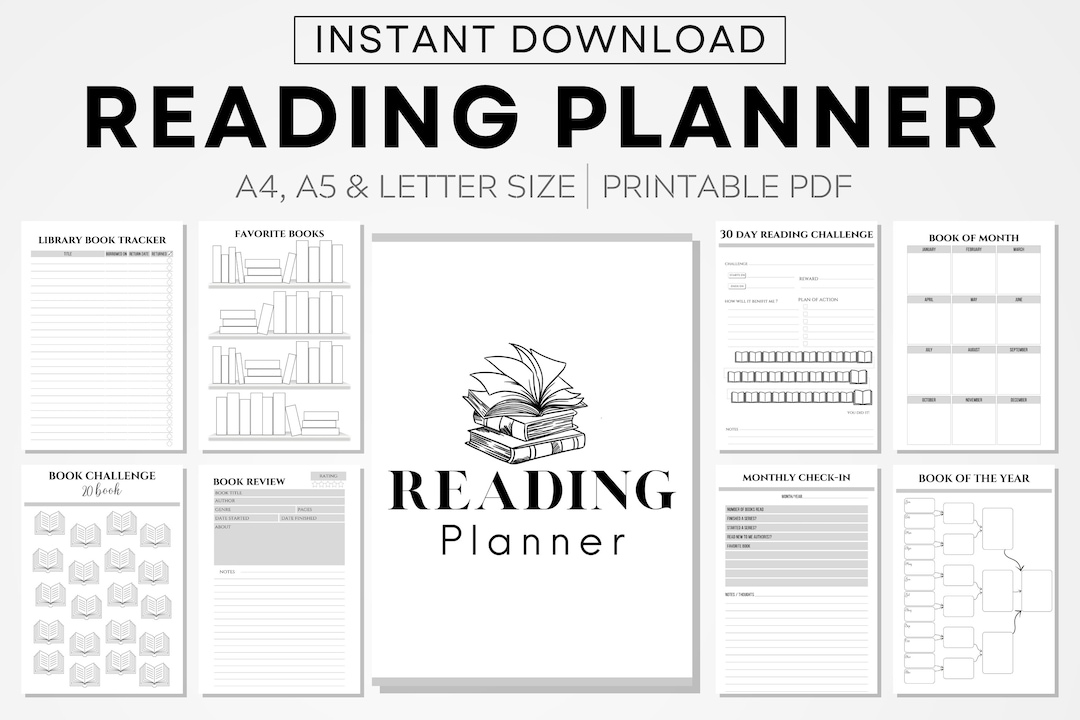 Reading Planner Printable Reading Journal Printable - Etsy