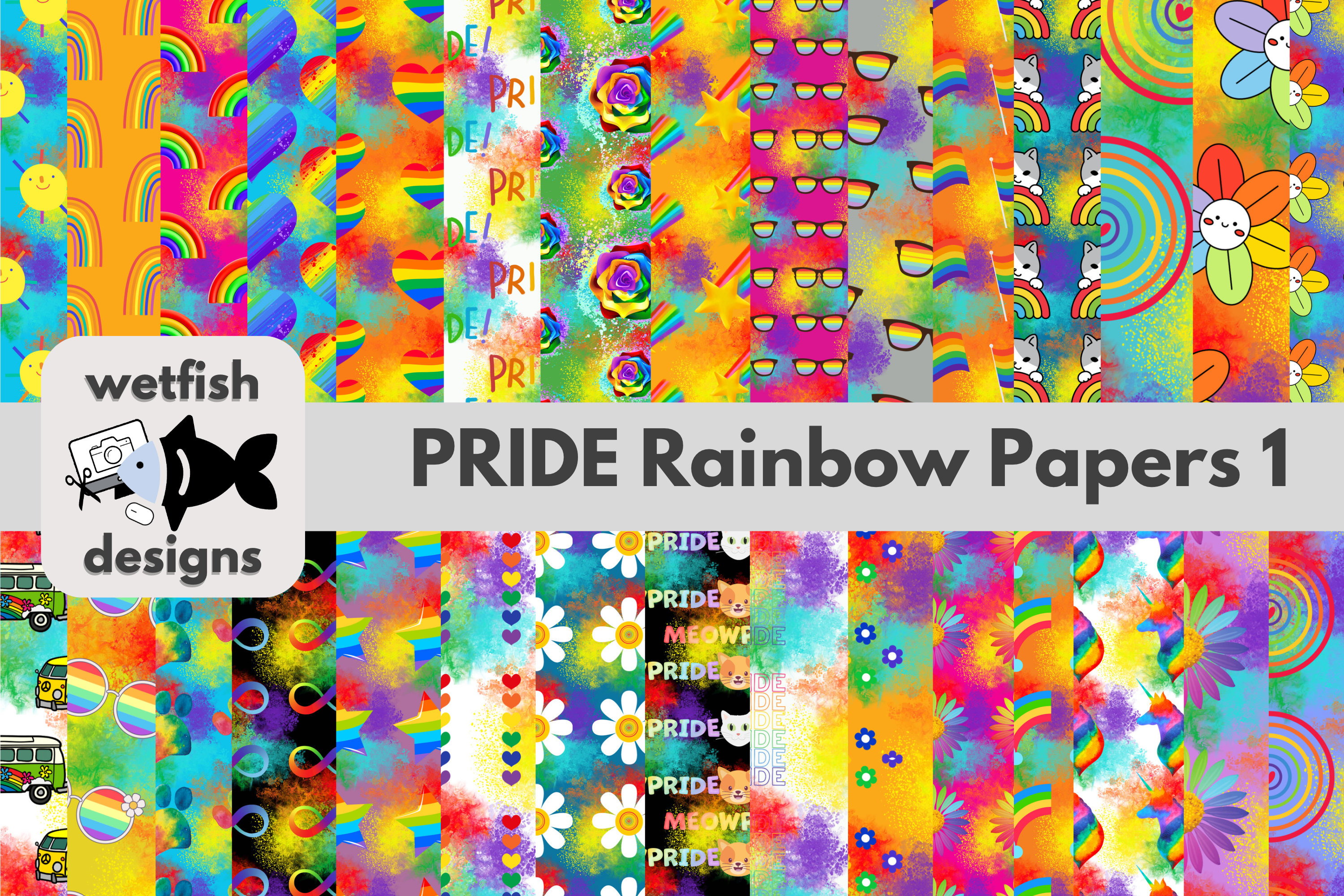 PRIDE Rainbow Background Printable Papers JPG 300dpi - Etsy