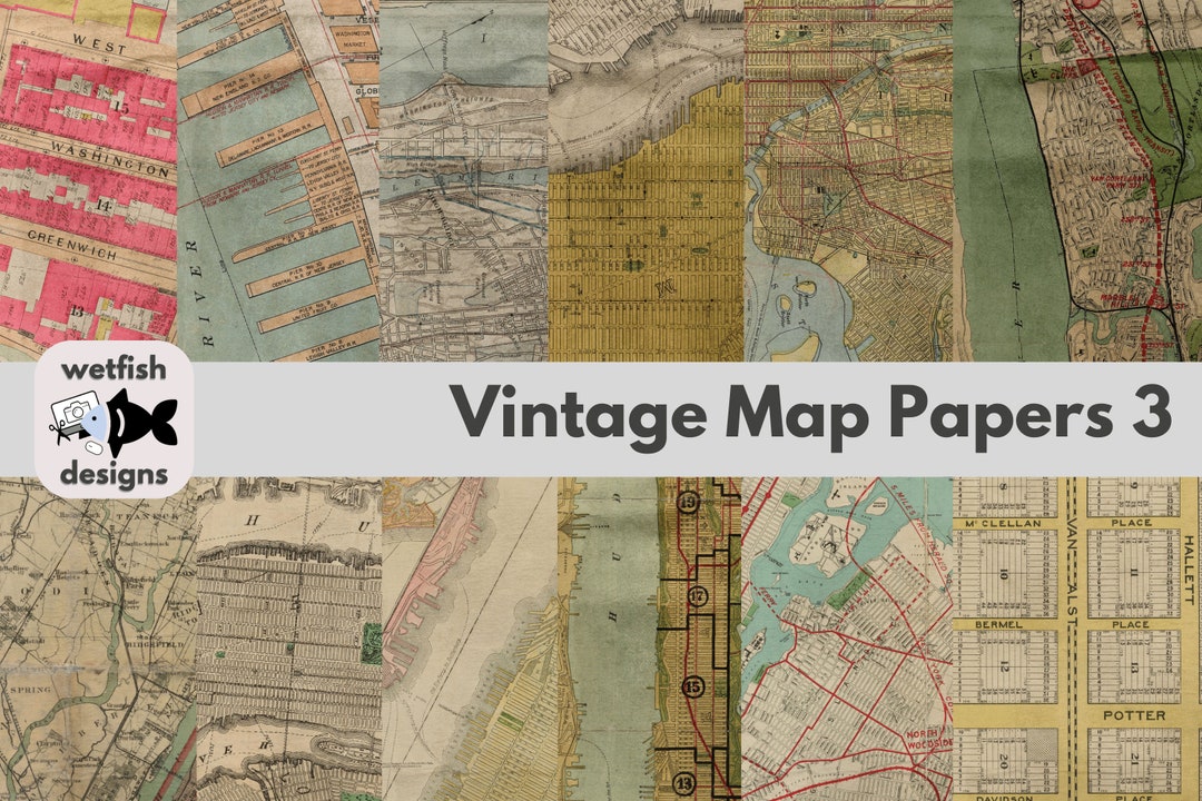 Vintage Map Papers 4 • 12x12 Inches • JPG 300dpi - Etsy