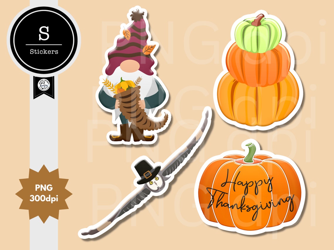 Sticker for Thanksgiving Scrap Book Cute Autumn Printable - Etsy