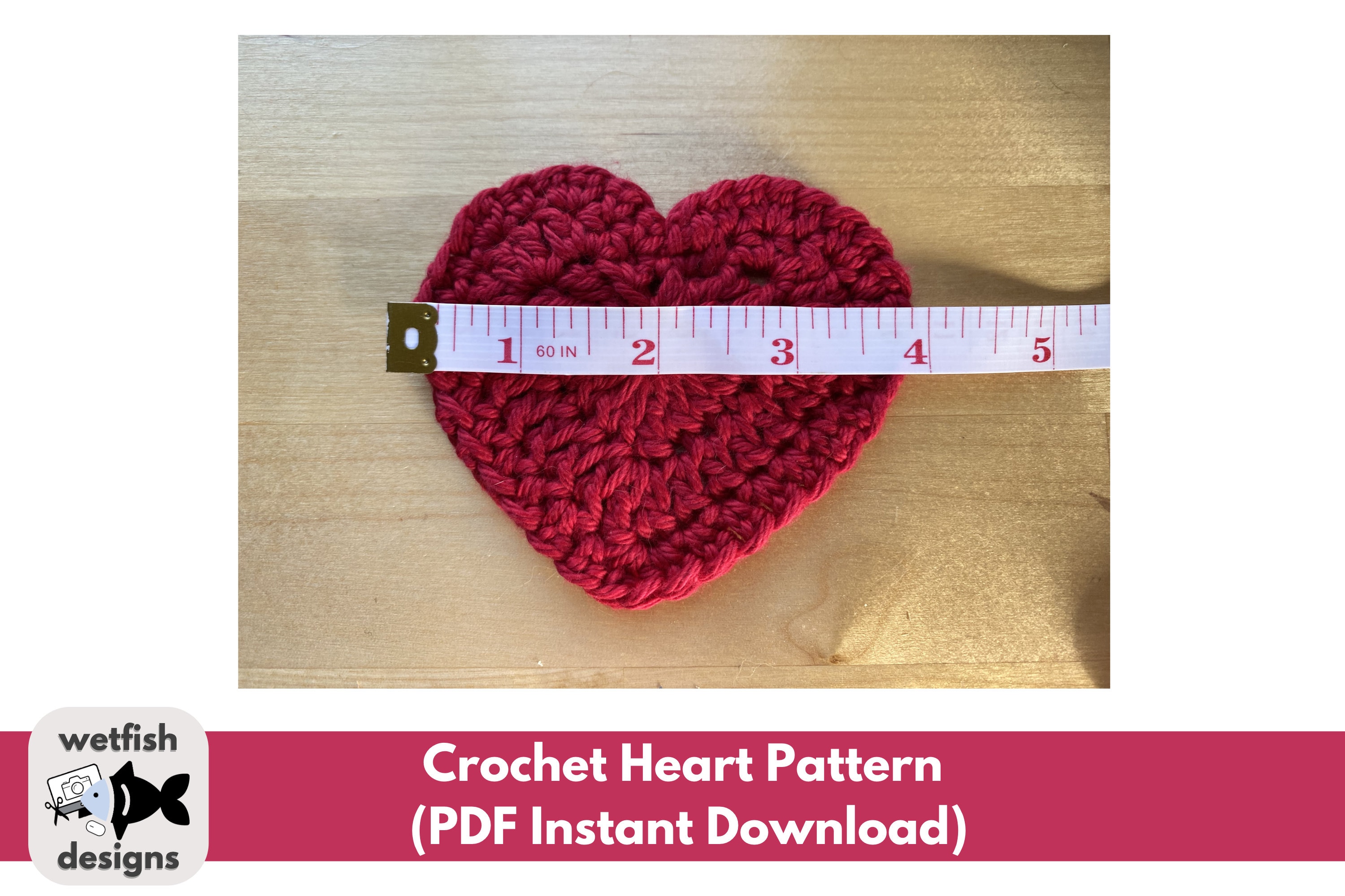 Crochet Heart Pattern • PDF • Instant Download • 3 Sizes - Etsy