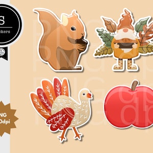 Sticker for Thanksgiving Scrap Book Cute Autumn Printable Sticker Set ...