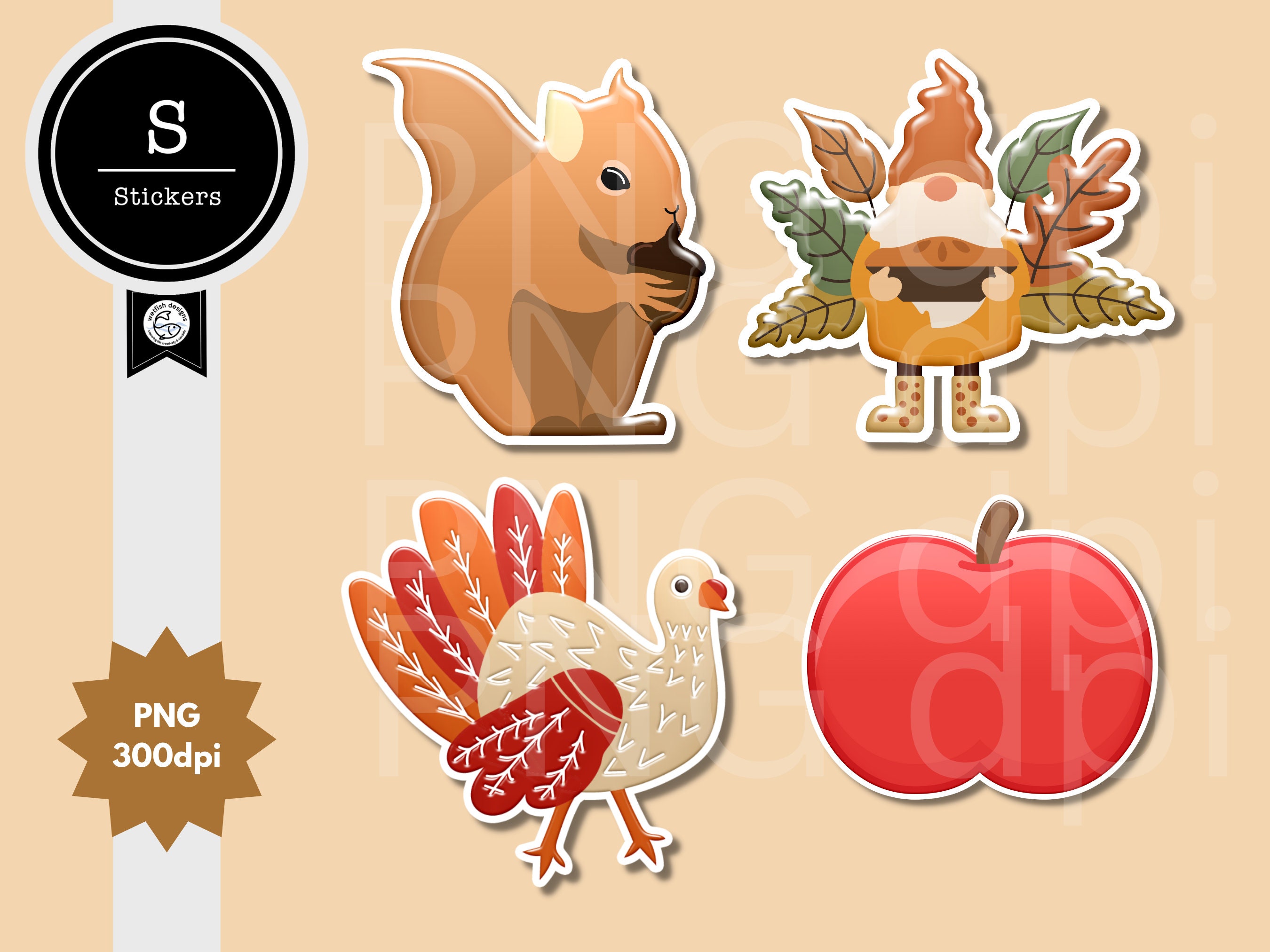 Sticker for Thanksgiving Scrap Book Cute Autumn Printable - Etsy
