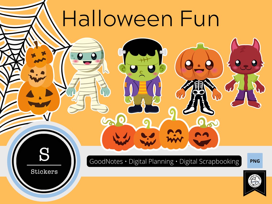 Sticker for Halloween Scrapbook Cute Kid Printable Stickers for Digital ...