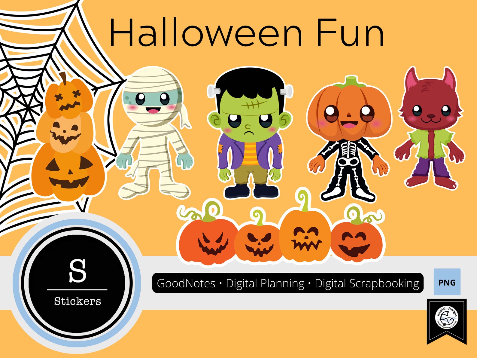 Sticker for Halloween Scrapbook Cute Kid Printable Stickers for Digital ...