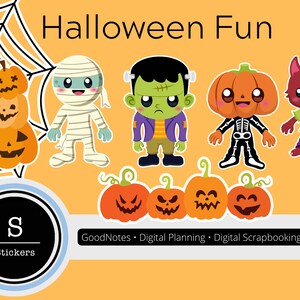 Sticker for Halloween Scrapbook Cute Kid Printable Stickers for Digital ...