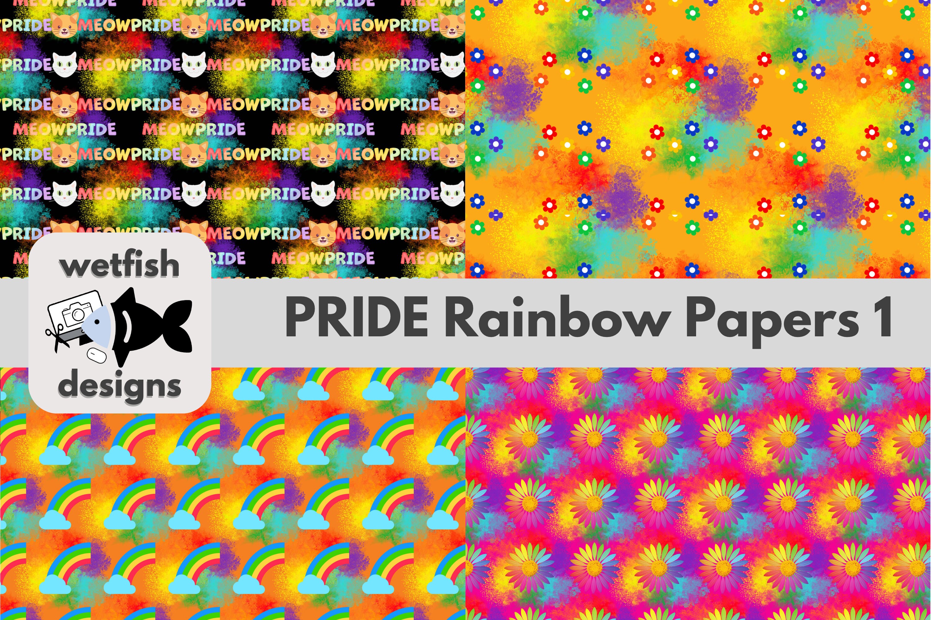 PRIDE Rainbow Background Printable Papers JPG 300dpi - Etsy