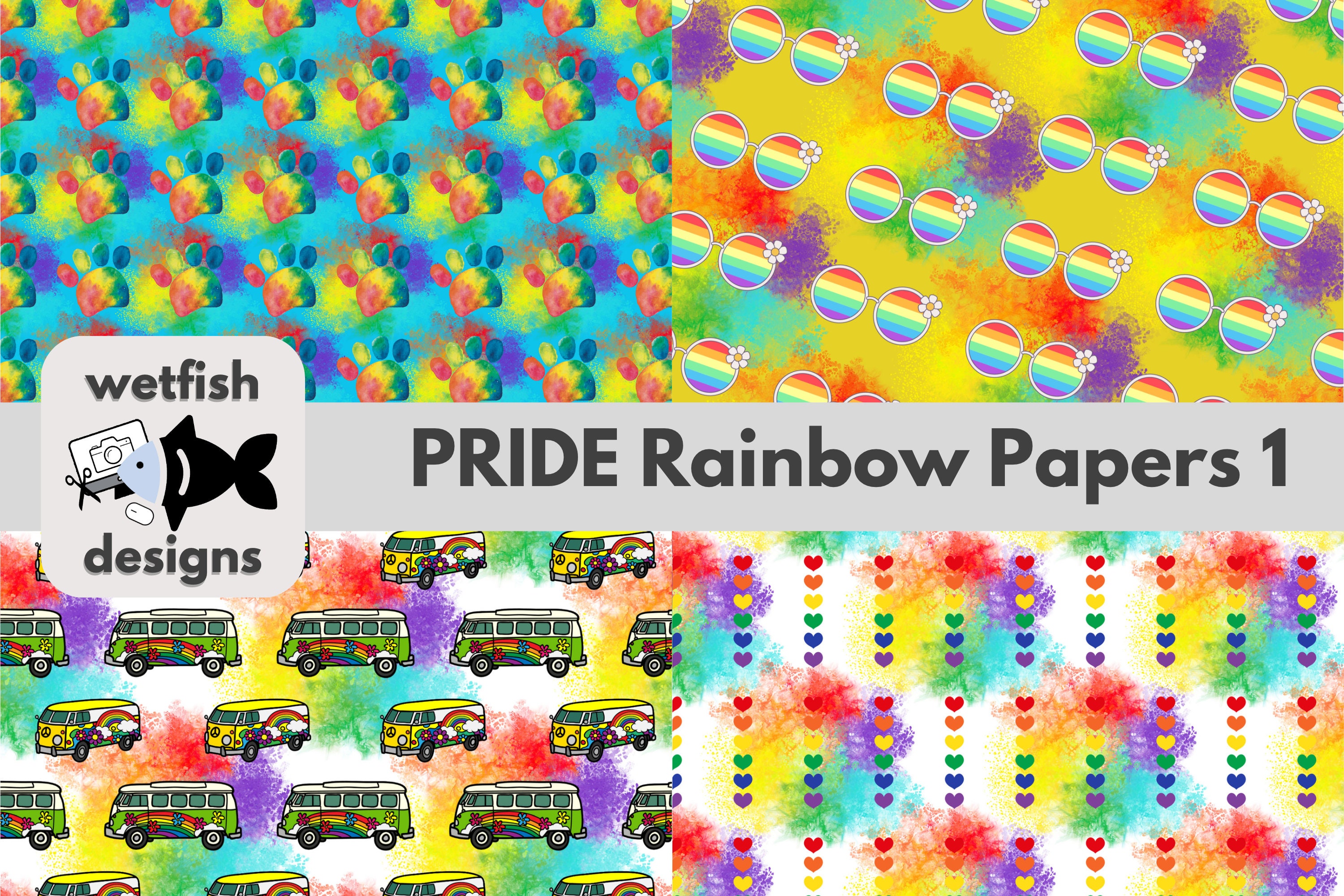 PRIDE Rainbow Background Printable Papers JPG 300dpi - Etsy