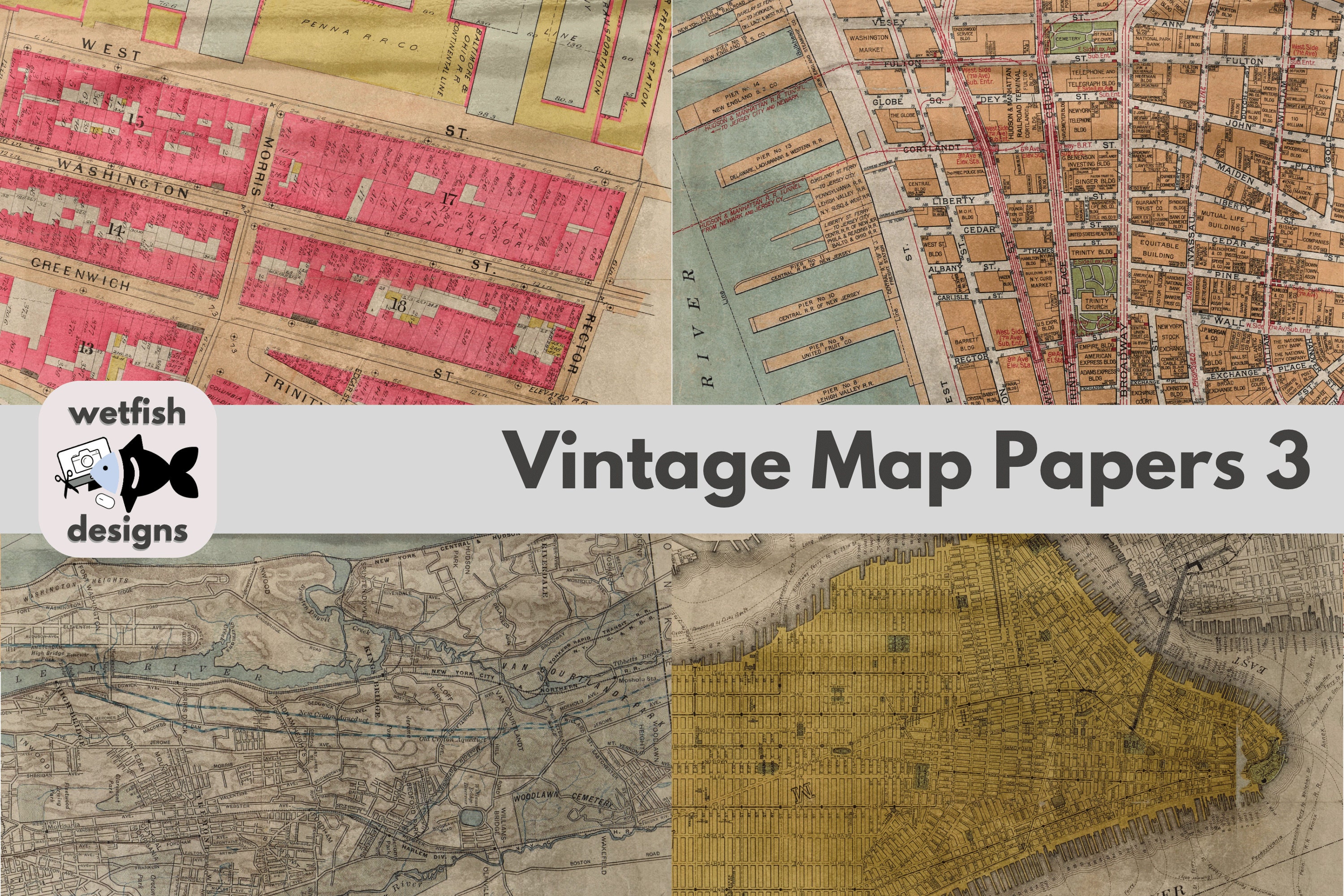 Vintage Map Papers 4 12x12 Inches JPG 300dpi - Etsy