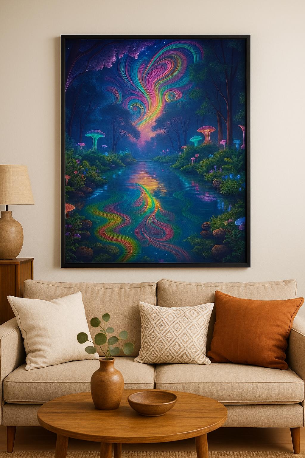 Psychedelic Wall Art, Trippy Poster Print, Rainbow Fantasy Landscape ...