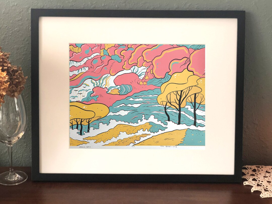 Whimsical Earth - Silkscreen, Art Print, Handmade Screenprint - Etsy