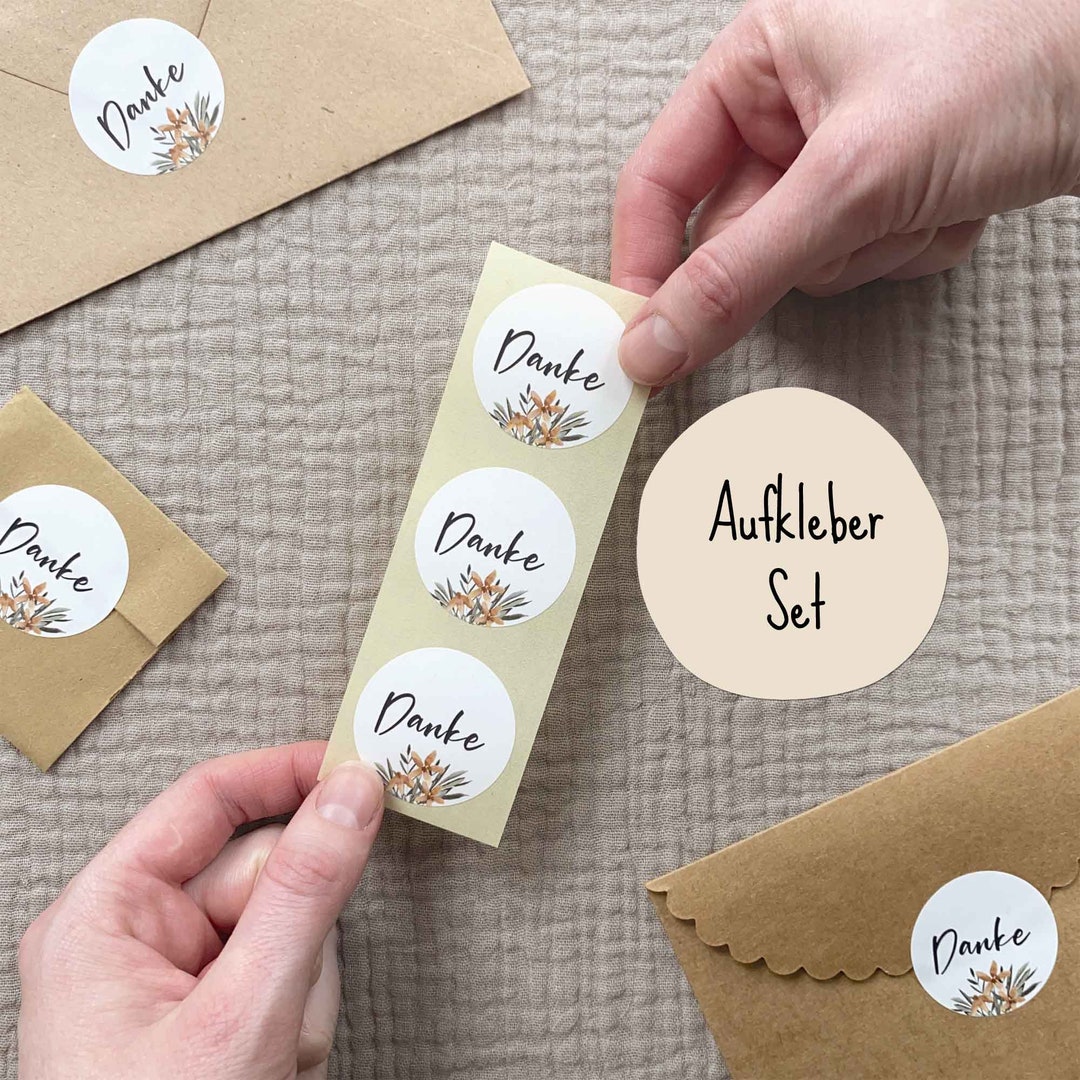 Aufkleber-set *danke* | Sticker-set | Runde Danke-aufkleber Für Briefe ...