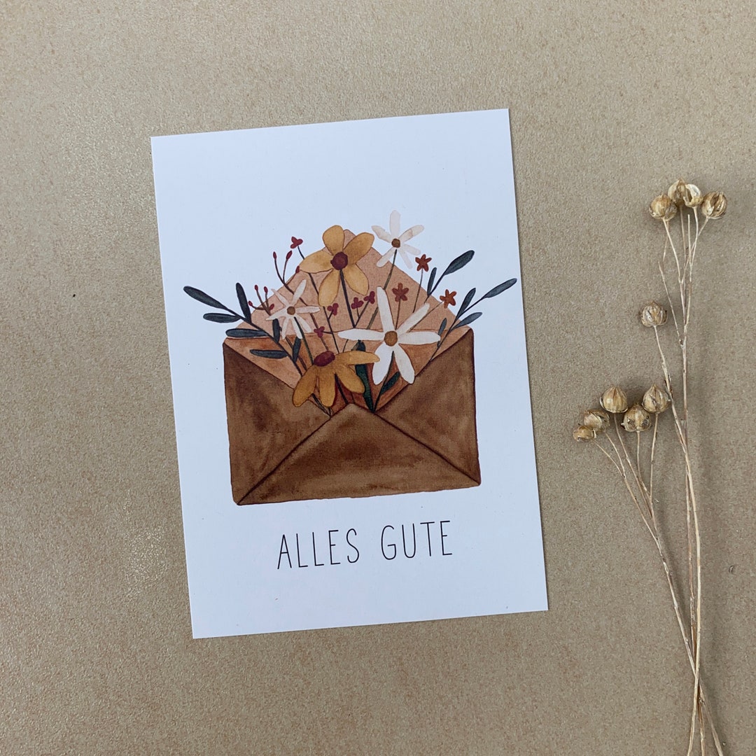 Glückwunschkarte A6 briefumschlag Voll Blumen Postkarte Grußkarte Alles ...