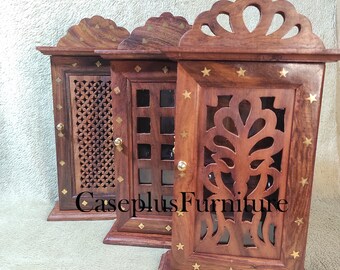 Wooden Key Box Mount Cute and Rustic Decorative Key Cabinet Premium ...