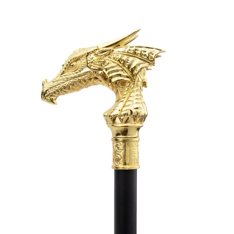 New Design Golden Dragon Head Cane Handmade Decorative Gentleman ...