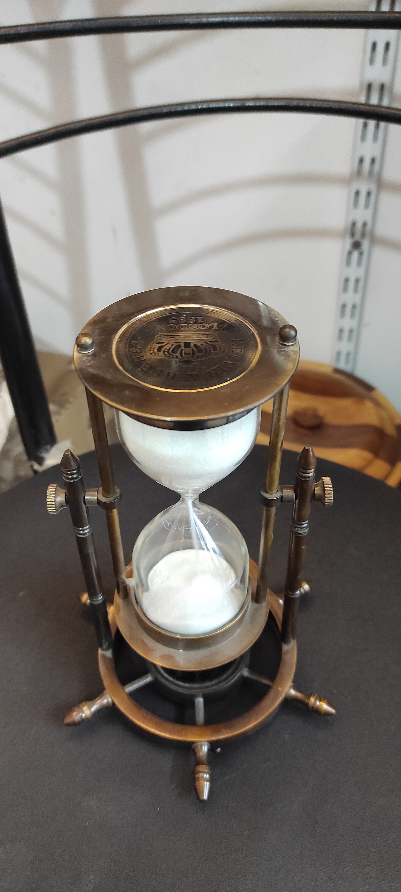 Sand Timer Sandclock Antique Brass Sand Timer With Compass on Wooden ...
