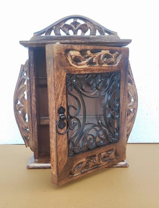 Wooden Key Box Mount Cute and Rustic Decorative Key Cabinet Premium ...