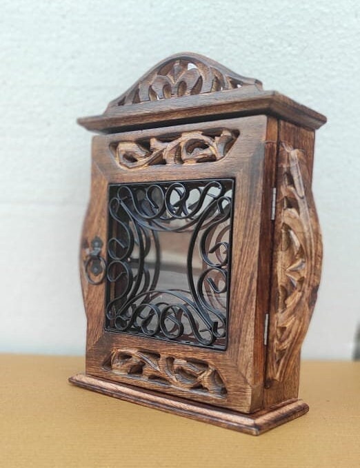 Wooden Key Box Mount Cute and Rustic Decorative Key Cabinet Premium ...