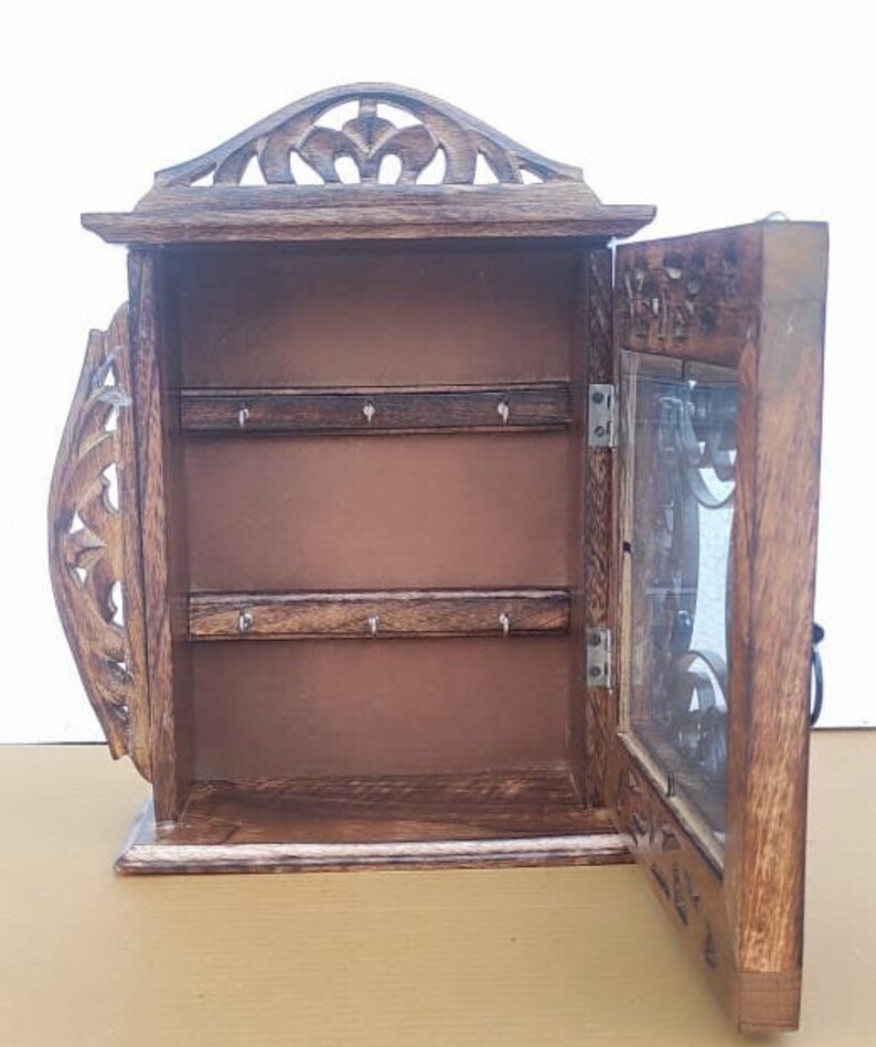 Wooden Key Box Mount Cute and Rustic Decorative Key Cabinet Premium ...