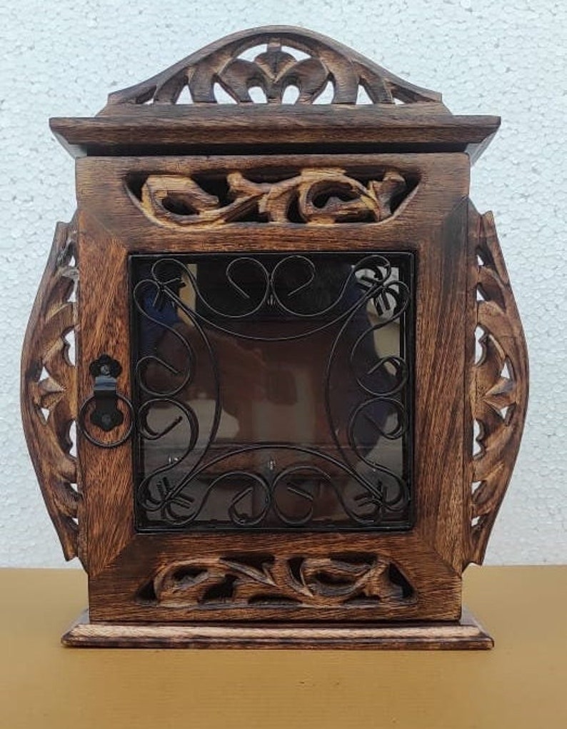 Wooden Key Box Mount Cute and Rustic Decorative Key Cabinet Premium ...