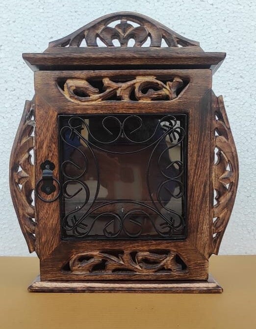 Wooden Key Box Mount Cute and Rustic Decorative Key Cabinet Premium ...