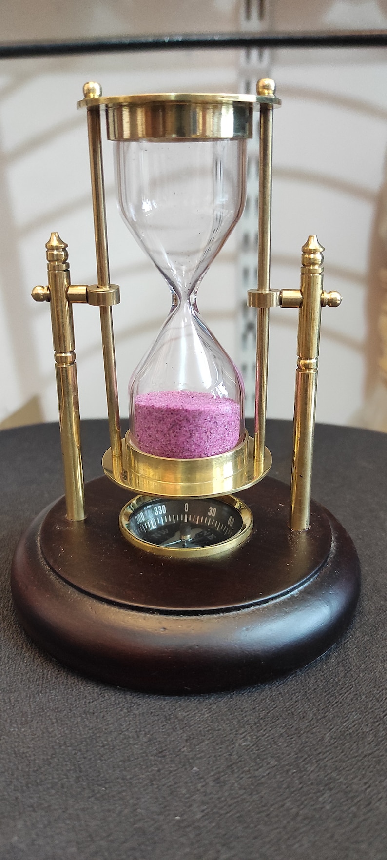 Vintage Brass Hourglass: Nautical Sand Timer With Compass - Etsy