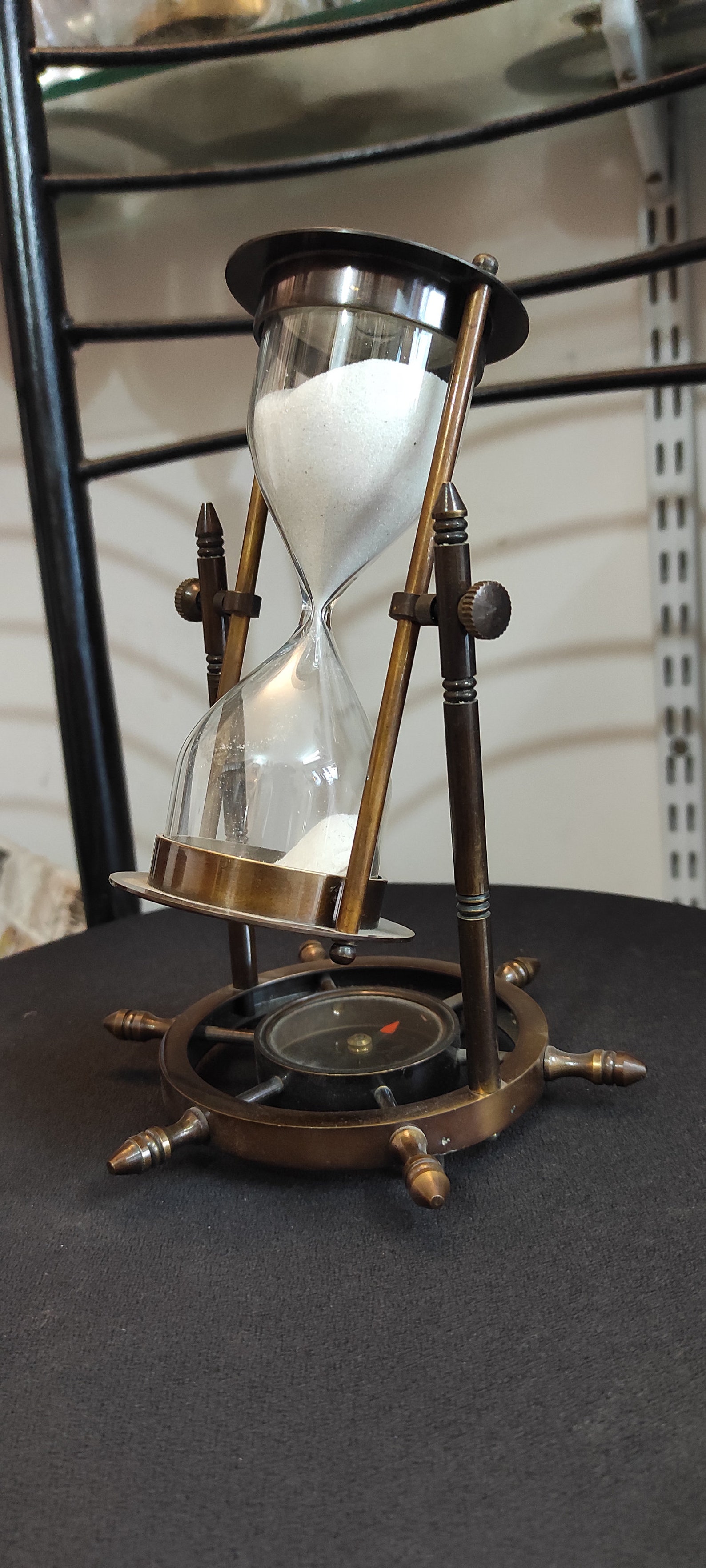 Antique Brass Sand Timer With Compass, Nautical Hourglass Decor - Etsy
