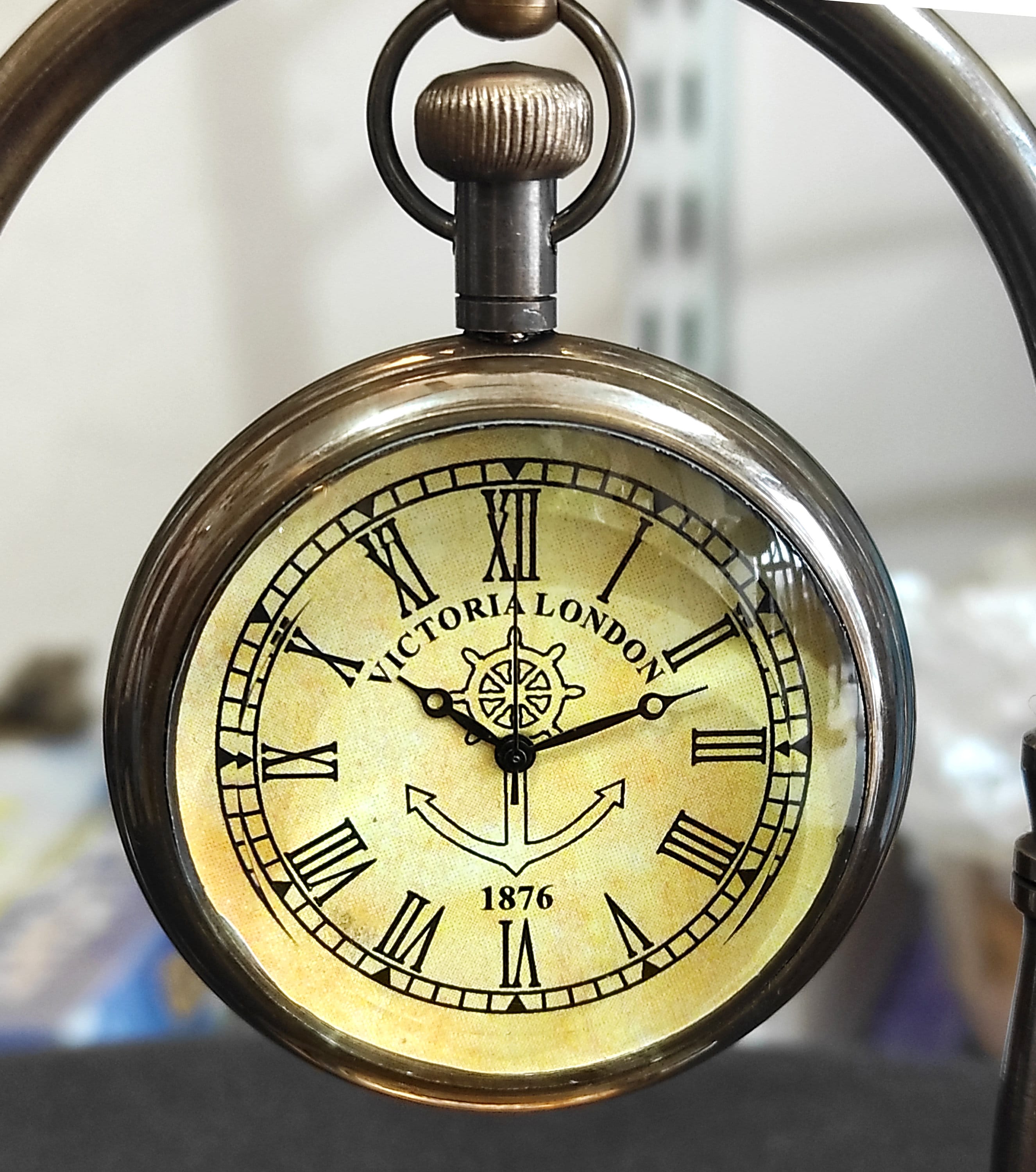 Brass Antique Home Decorative Table Clock With Base Compass, Retro Desk ...