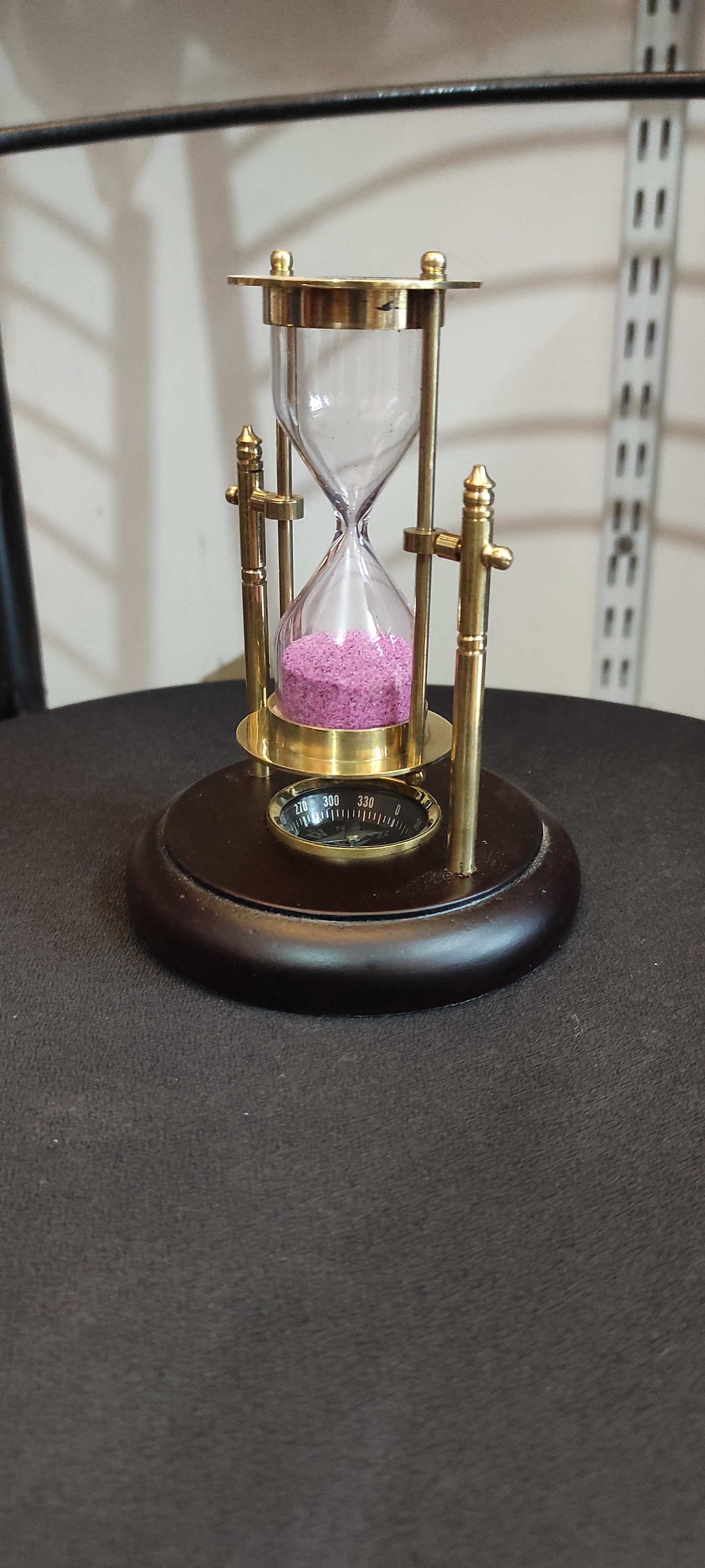 Vintage Brass Hourglass: Nautical Sand Timer With Compass - Etsy
