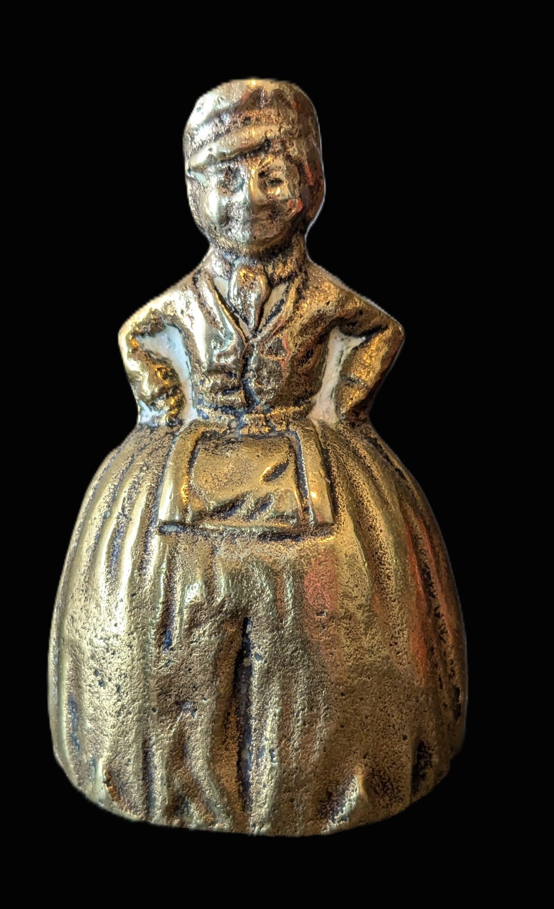 Vintage Solid Brass Desk Bell Maid Lady 3.25 X 2 X2 Weighing .51 Ounces ...