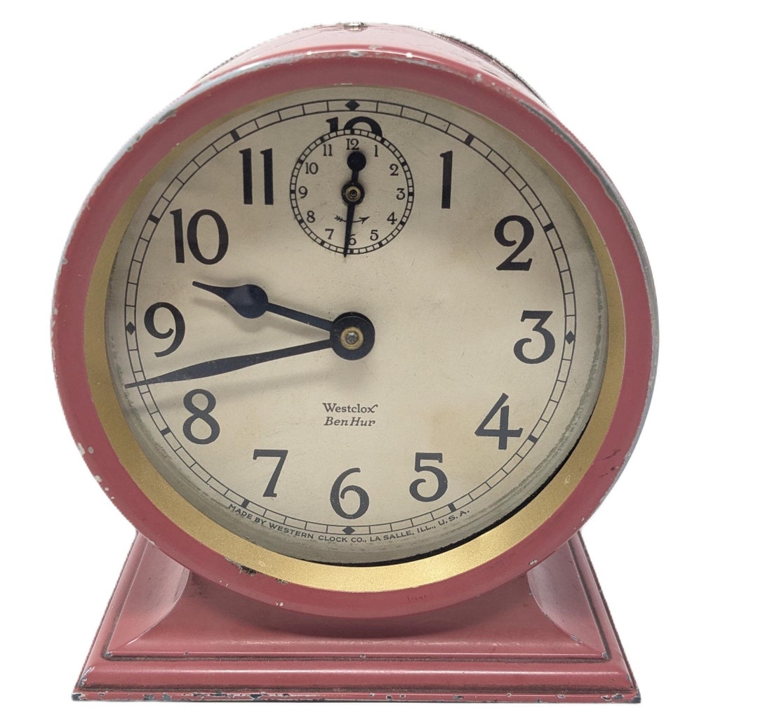 1927 Westclox Ben Hur Wind-up Table Top Alarm Clock Solid Rose Gold ...