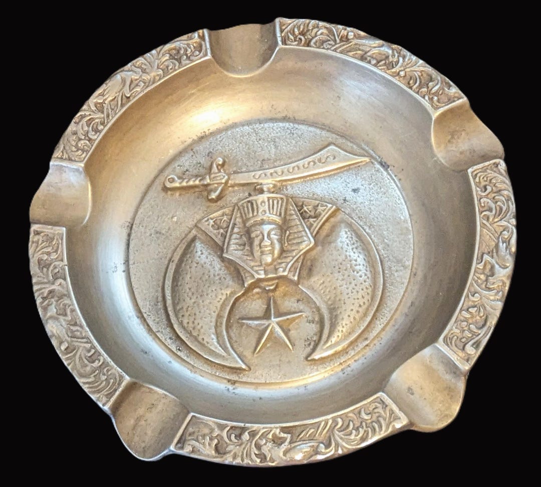 Aladdin Shriners Solid Brass Cigar Cigarette Ashtray Mason Masonic ...