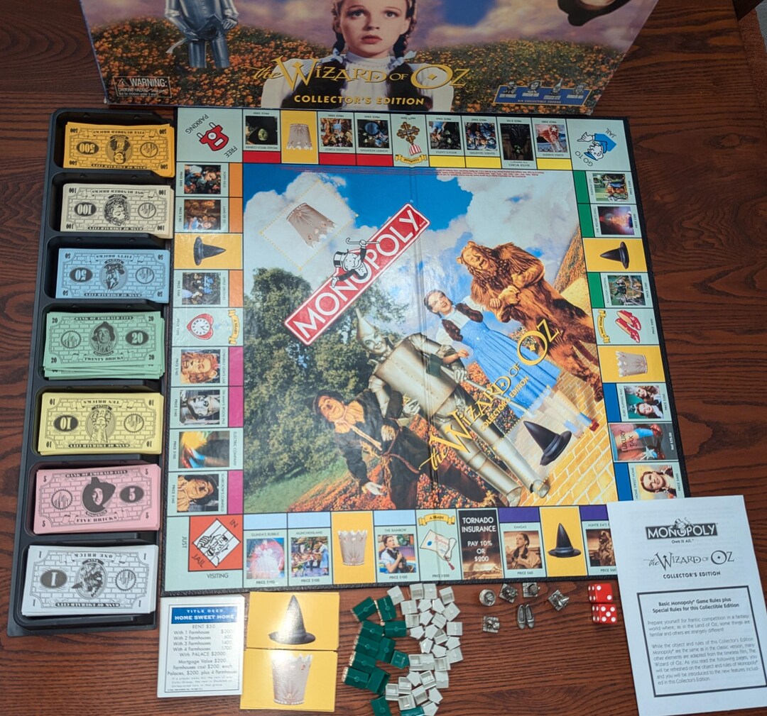 1998 Wizard of Oz Collectors Edition Monopoly Board Game Complete ...