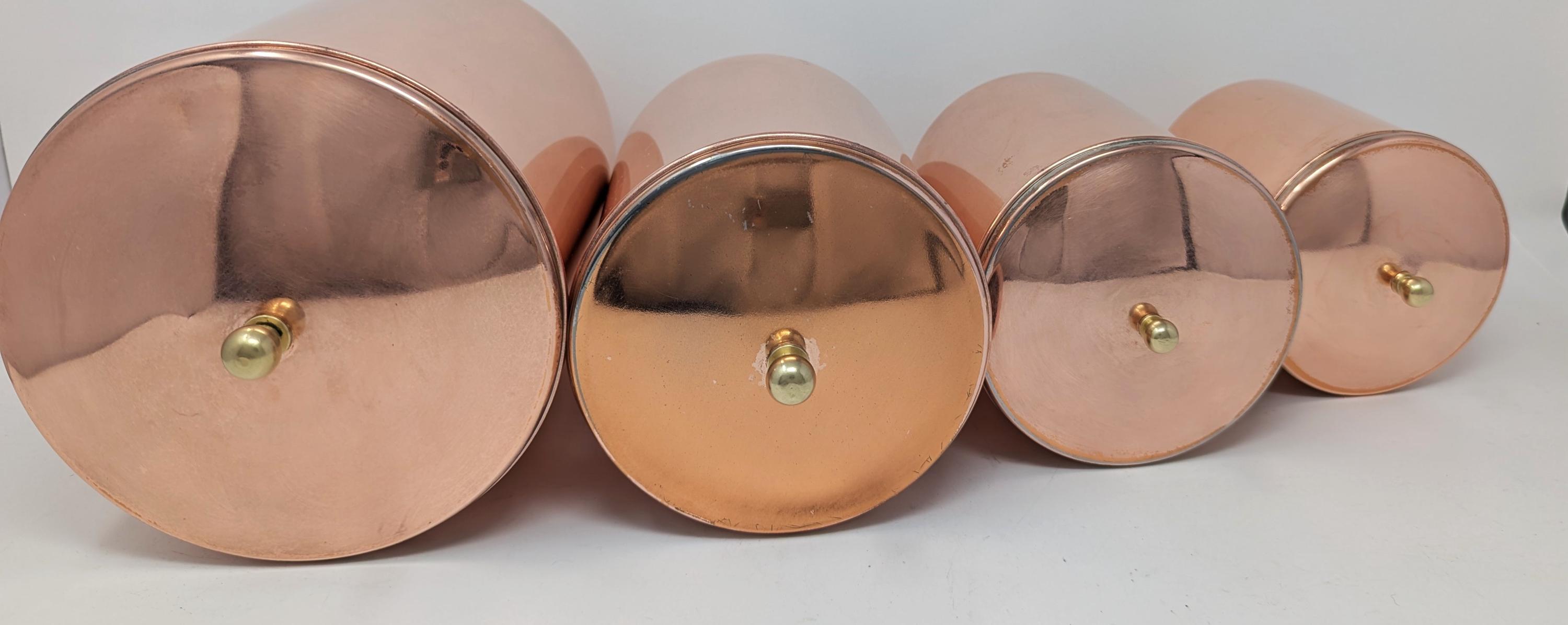 Vintage Set of 4 Nesting Copper Canisters Flour Sugar Coffee Tea 1970 ...