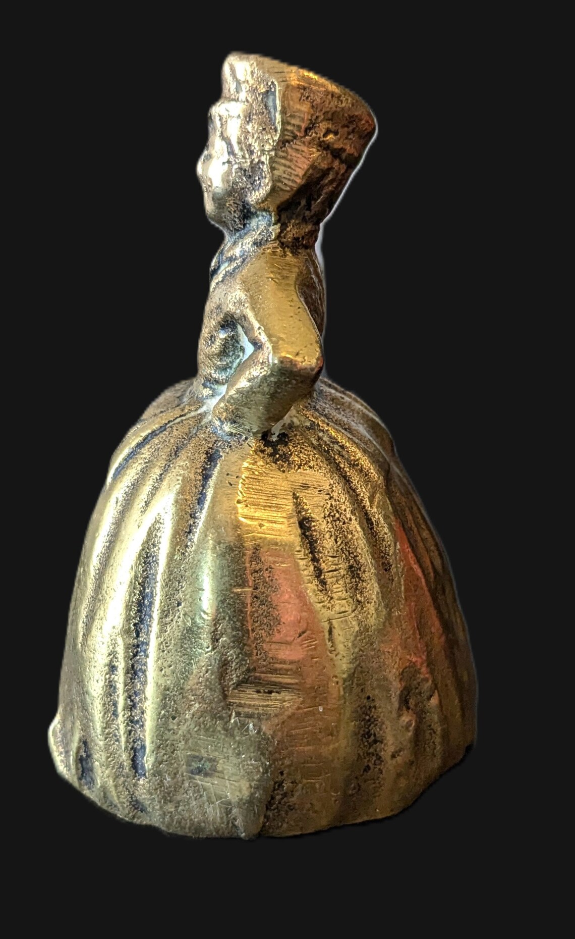 Vintage Solid Brass Desk Bell Maid Lady 3.25 X 2 X2 Weighing .51 Ounces ...
