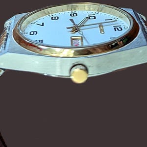 Vtg Seiko Two Tone V743 9020 A4 White Dial Quartz Wrist Watch Japan Movement Date Second Hand ...