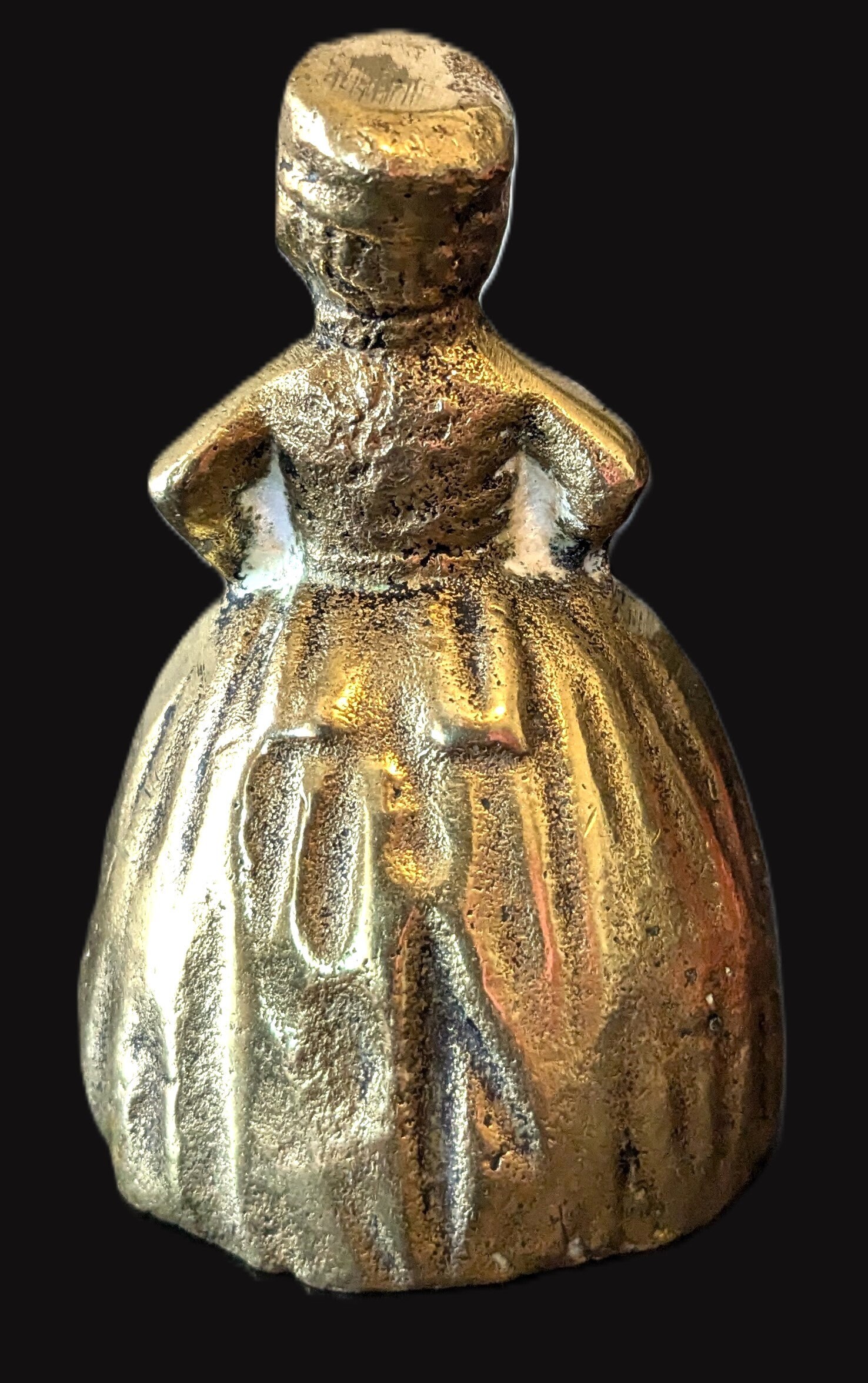 Vintage Solid Brass Desk Bell Maid Lady 3.25 X 2 X2 Weighing .51 Ounces ...