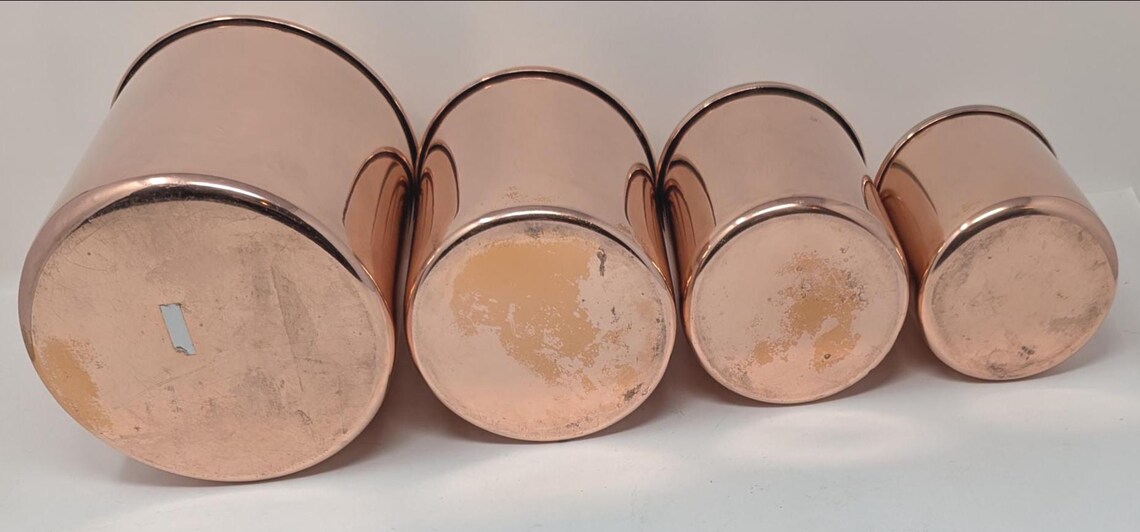 Vintage Set of 4 Nesting Copper Canisters Flour Sugar Coffee Tea 1970 ...