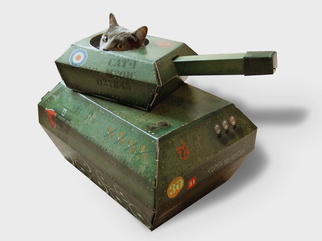 Cat Tank Play House Cardboard Cat Furniture Cardboard Cat House and Cat ...