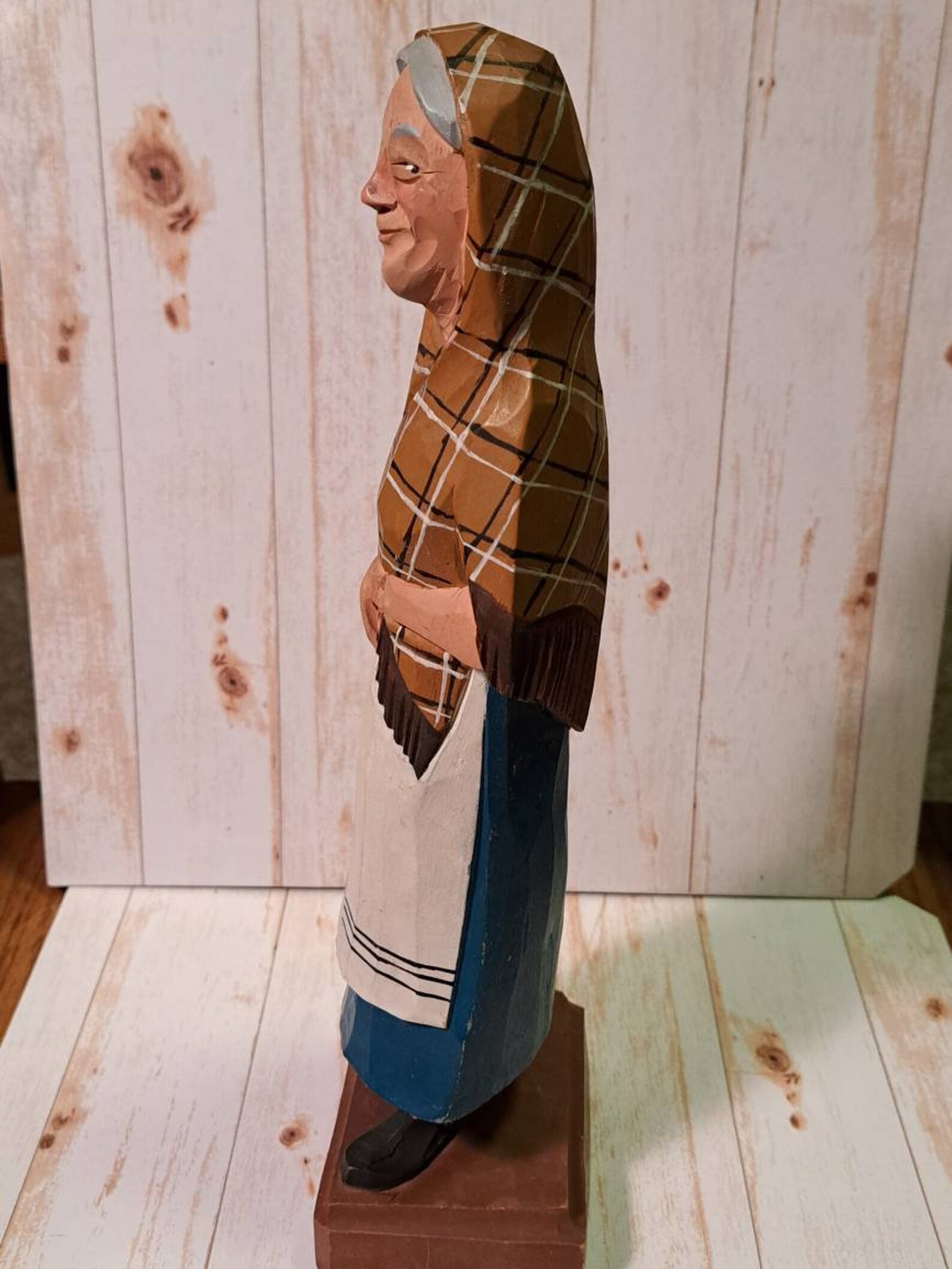 Vintage Hand Carved Old Woman 'sarah' Statue - Etsy