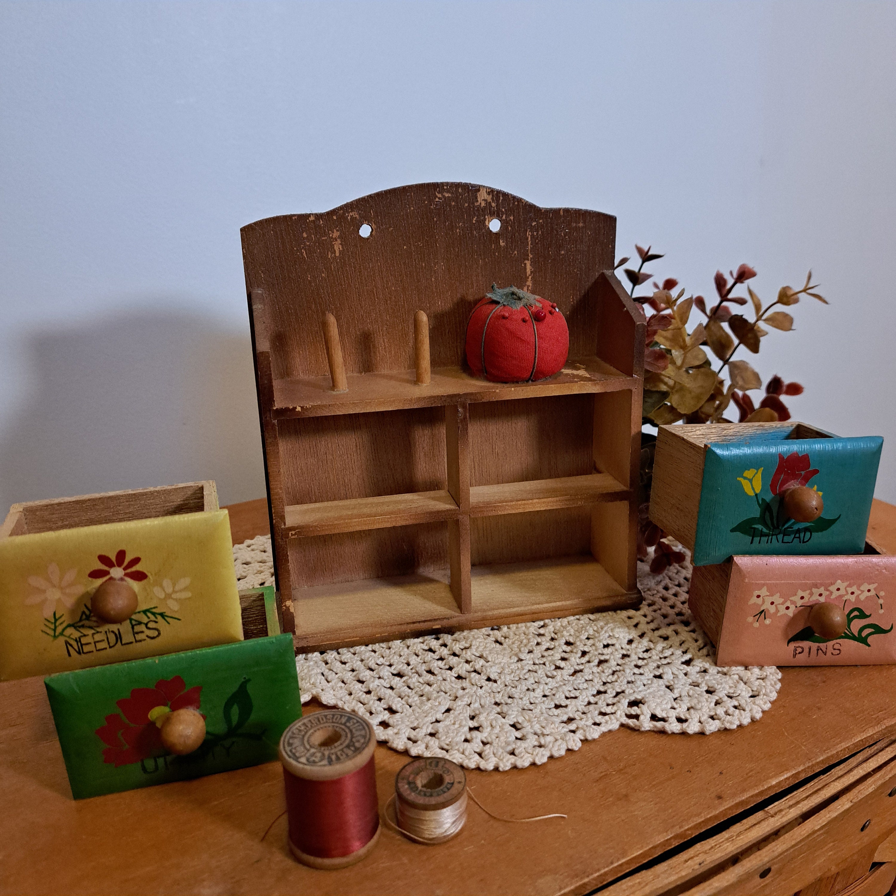 Vintage Four Drawer Sewing Box / Cabinet Pins Needles Thread Utility - Etsy