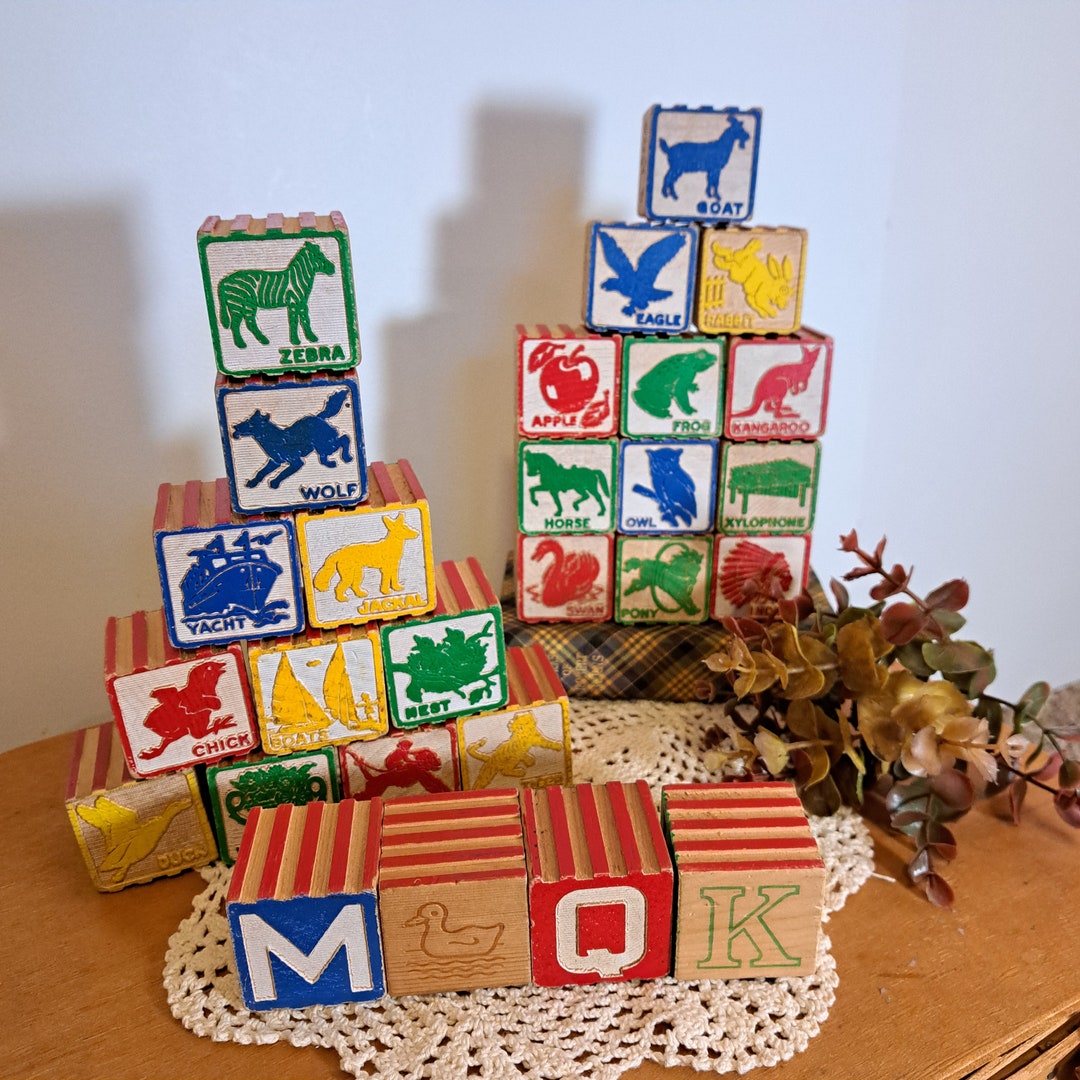 Vintage Wooden Interlocking Blocks, 27 Vintage Wooden Blocks - Etsy