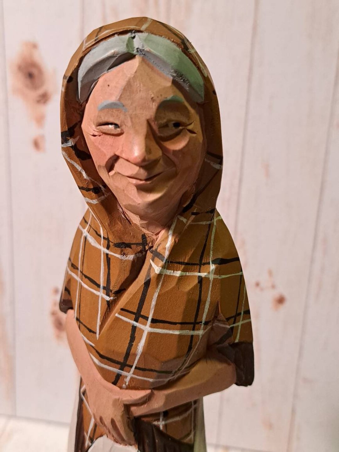 Vintage Hand Carved Old Woman 'sarah' Statue - Etsy