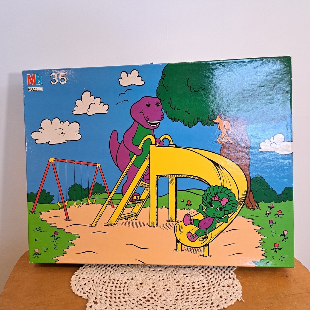 Vintage Barney Puzzle, 35 Floor Puzzle, Milton Bradley, 1993 the Lyons ...